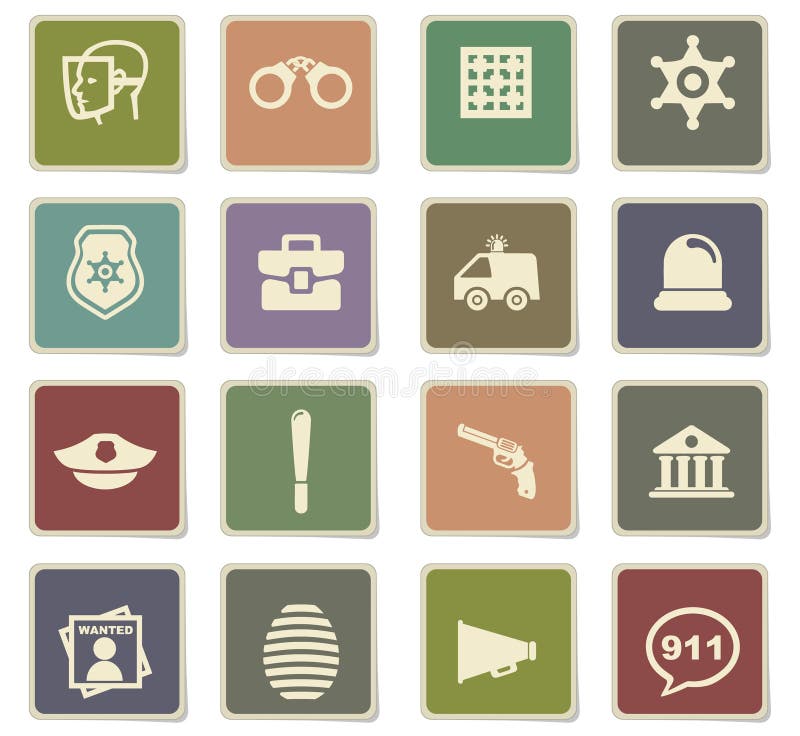Police icon set stock illustration. Illustration of police - 89850493