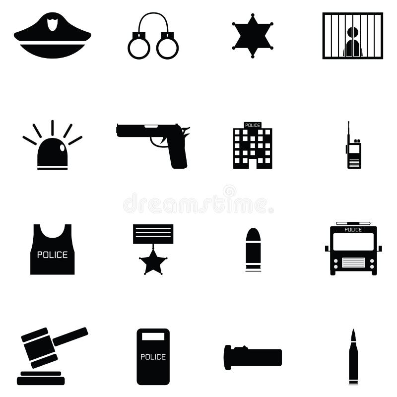 Police icon set stock vector. Illustration of thief - 102684751