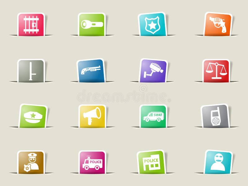 Police icon set stock illustration. Illustration of police - 88702901
