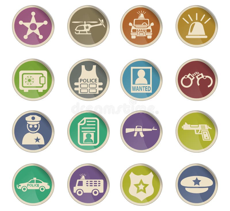 Police icon set stock illustration. Illustration of dossiers - 88696216