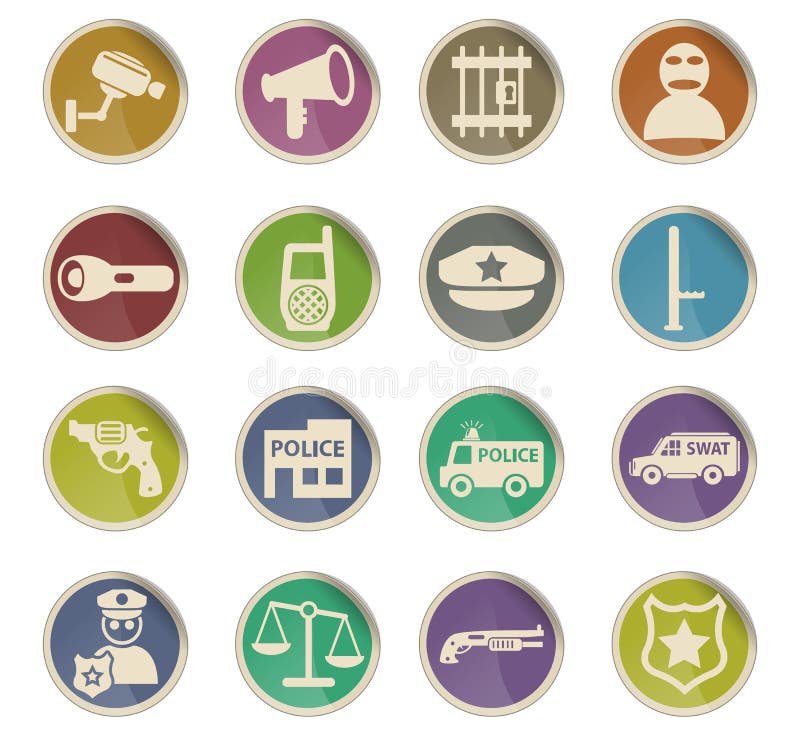 Police icon set stock illustration. Illustration of scales - 88696227