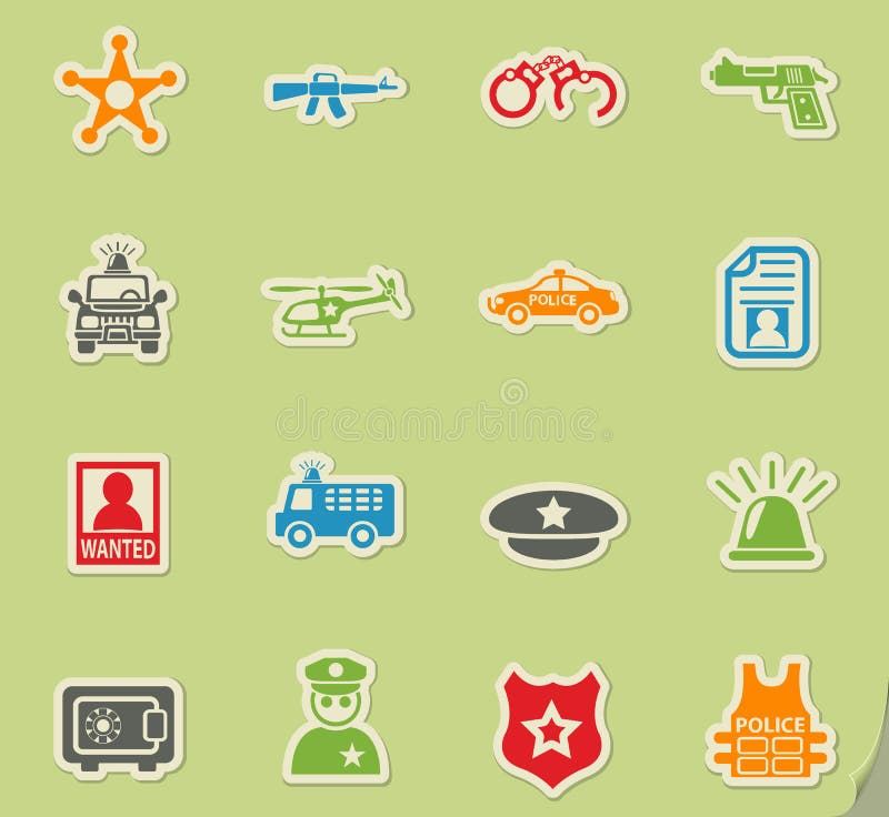 Police icon set stock illustration. Illustration of paper - 88833150