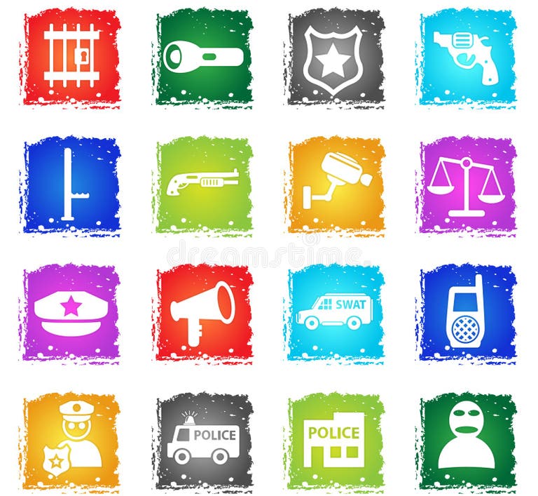 Police icon set stock vector. Illustration of grating - 88121526