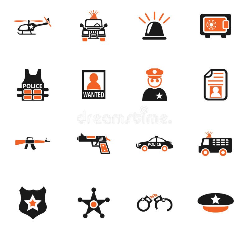 Police icon set stock illustration. Illustration of dossiers - 88288555