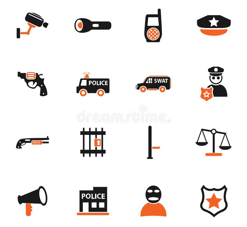 Police icon set stock illustration. Illustration of thief - 88288620
