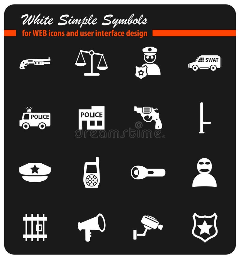 Police icon set stock vector. Illustration of radio, vector - 88017657