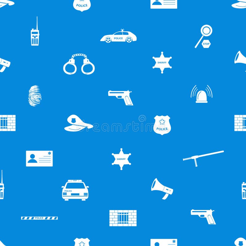 Police Icons Blue and White Seamless Pattern Stock Vector ...