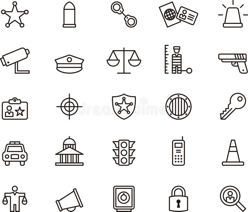 Police icons stock vector. Illustration of scales, crime - 41787126