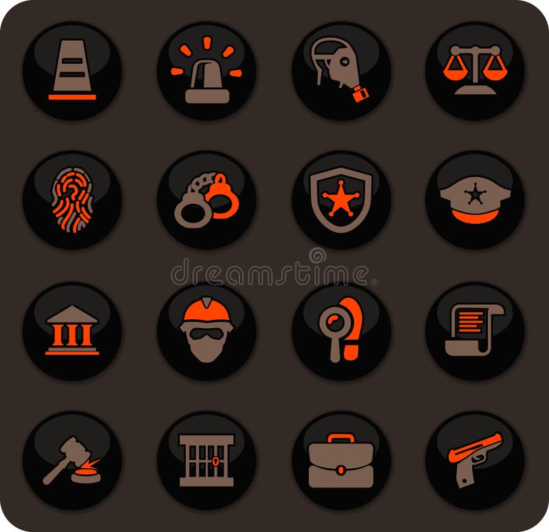Police icons set stock vector. Illustration of guilty - 142279229