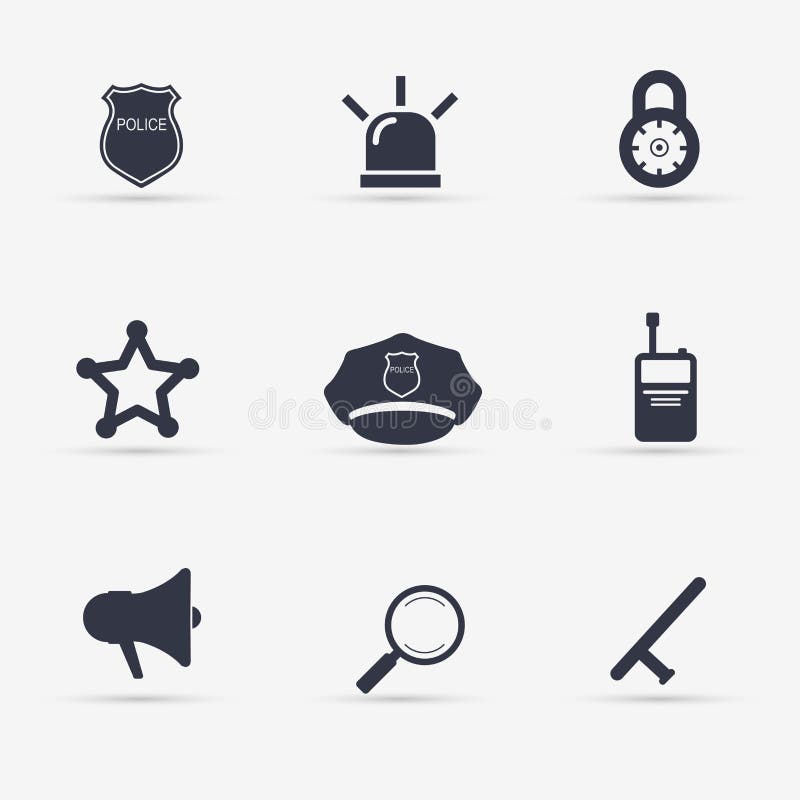 Police icons stock vector. Illustration of inspector - 43199307