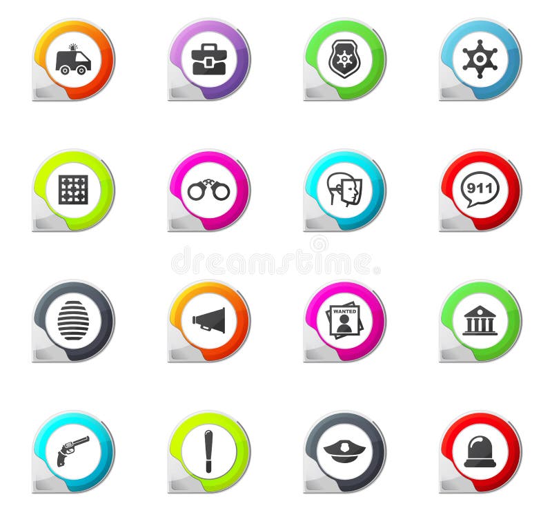 Police icons set stock illustration. Illustration of detective - 89250134