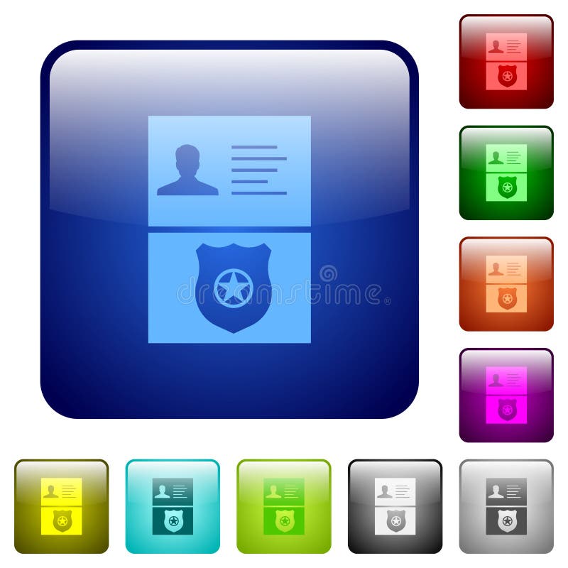 Police Id and Badge Color Square Buttons Stock Vector - Illustration of ...
