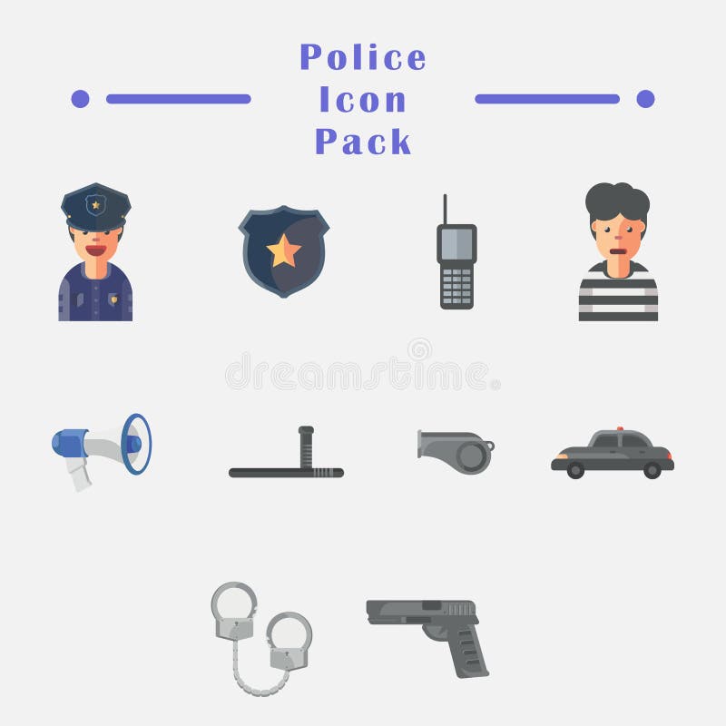 Police Illustration Art Icon Pack Stock Vector - Illustration of police ...