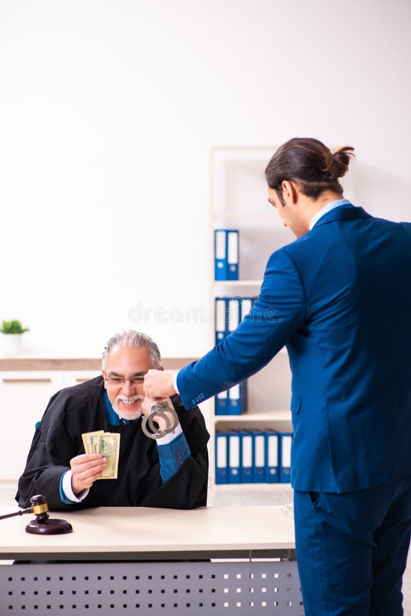 Police Inspector Arresting Old Judge in Court Stock Photo - Image of ...