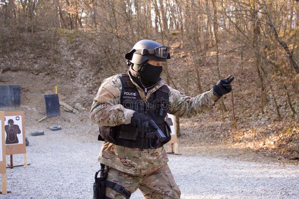 Police instructor stock photo. Image of gunshot, eyes - 19047508