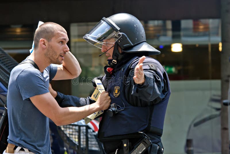 Police Intervention, Barcelona, Spain Editorial Stock Image - Image ...