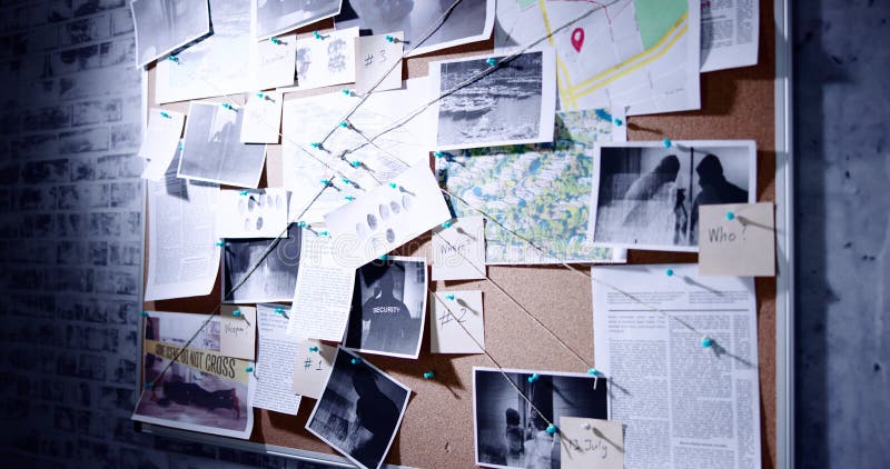 Detective Evidence Map with Case Clues on Wall Stock Image - Image of ...