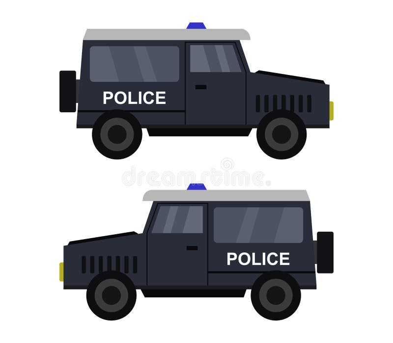 Police Jeep. Vector Illustration on a White Background. Stock Vector ...