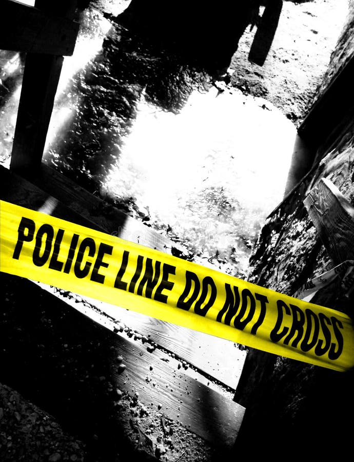 Police Line Do Not Cross Tape At Grim Crime Scene Stock Image Image