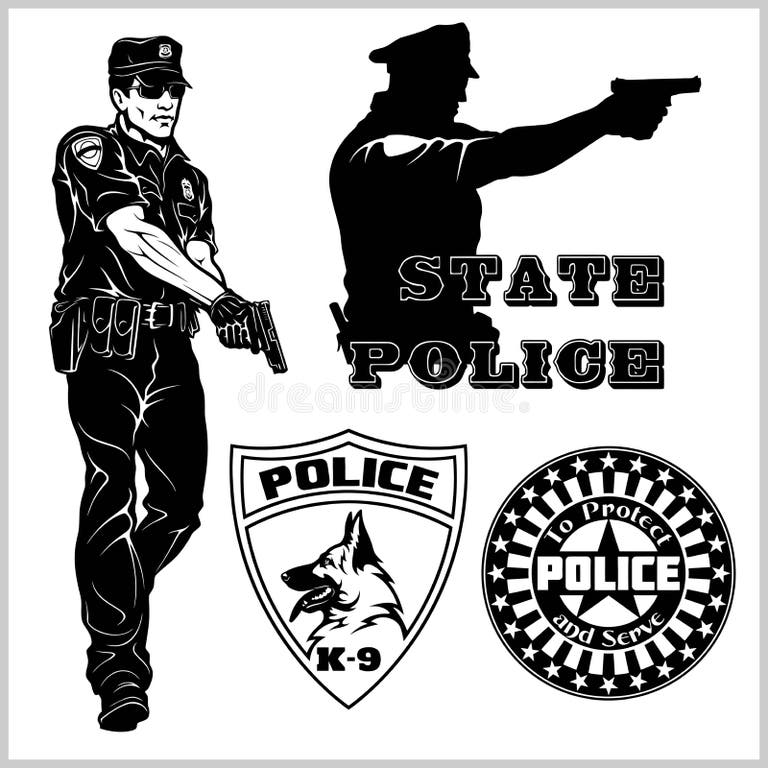 Police Man - Police Badges and Design Elements - Vector Set Stock ...