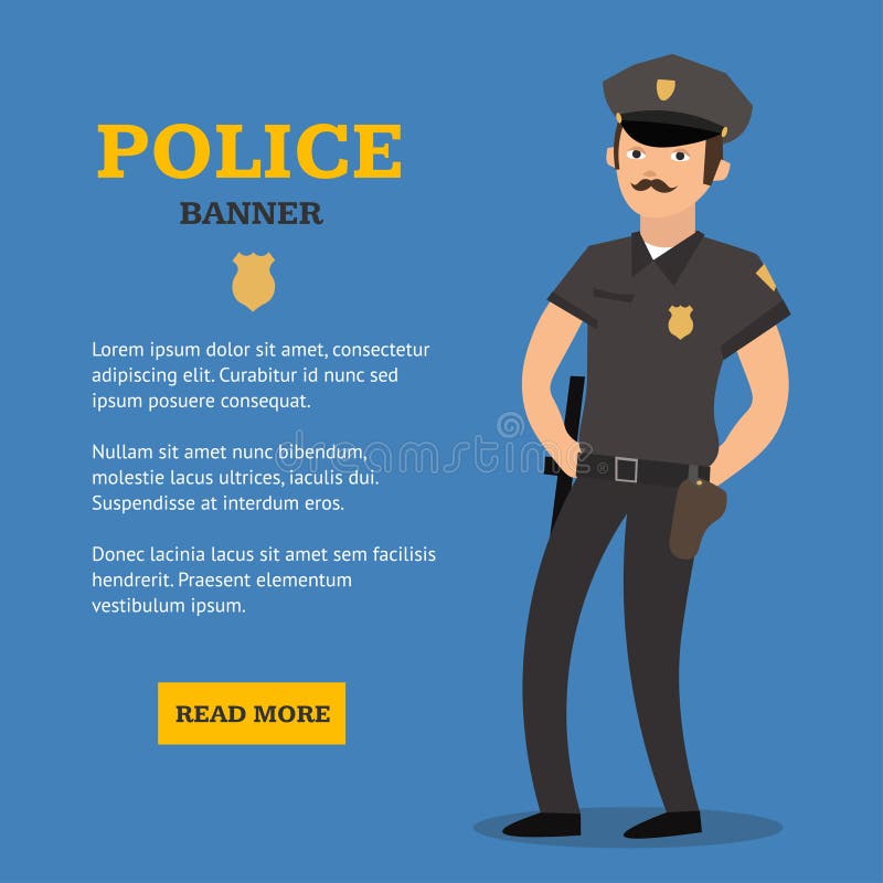 Police Man Banner. Vector stock vector. Illustration of icon - 78609168