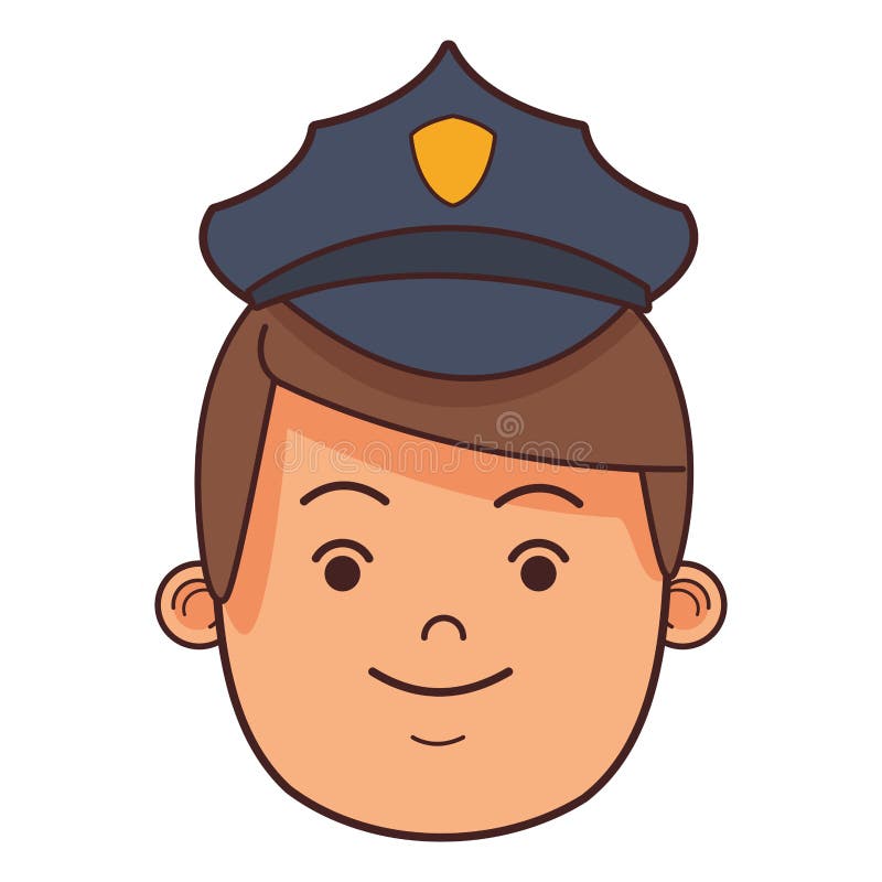 Police man face cartoon stock vector. Illustration of order - 140682859