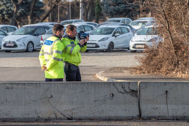 Police Man with Mobile Radar on Traffic Editorial Photo - Image of ...