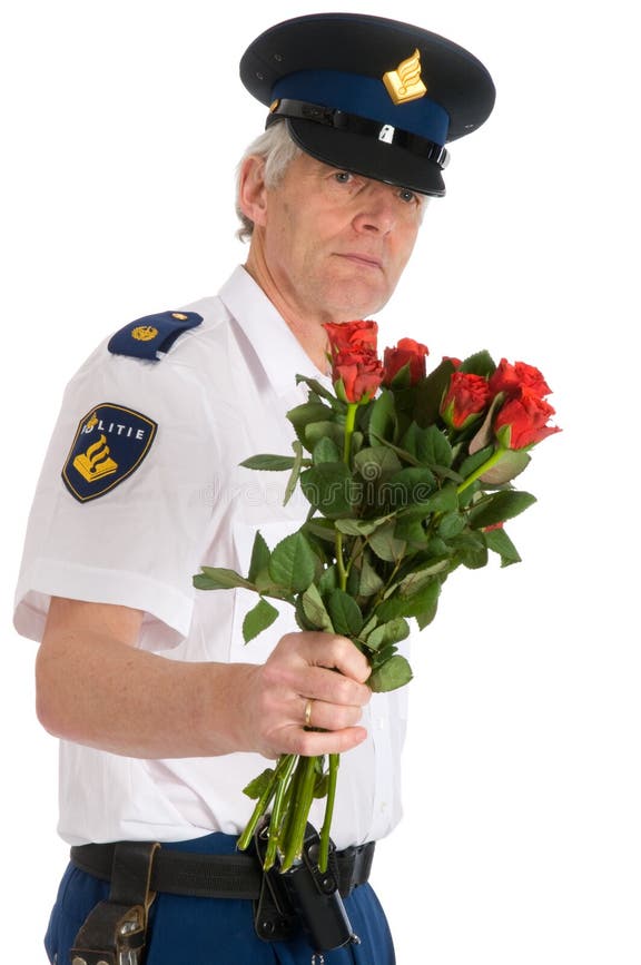 Police man with roses editorial image. Image of symbol - 8660325