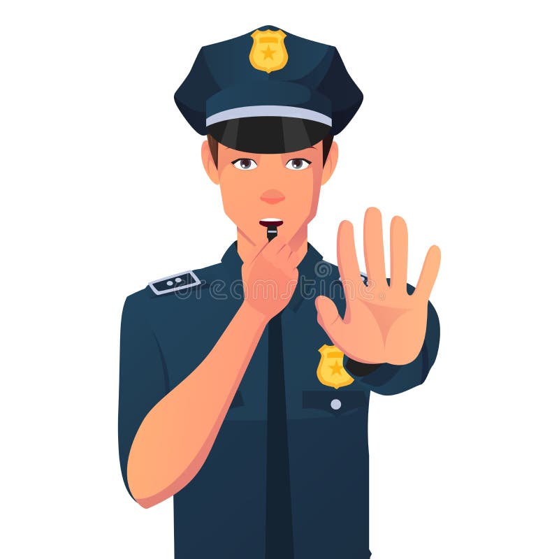 Police Man Stop Sign with Whistle Illustration Stock Vector ...