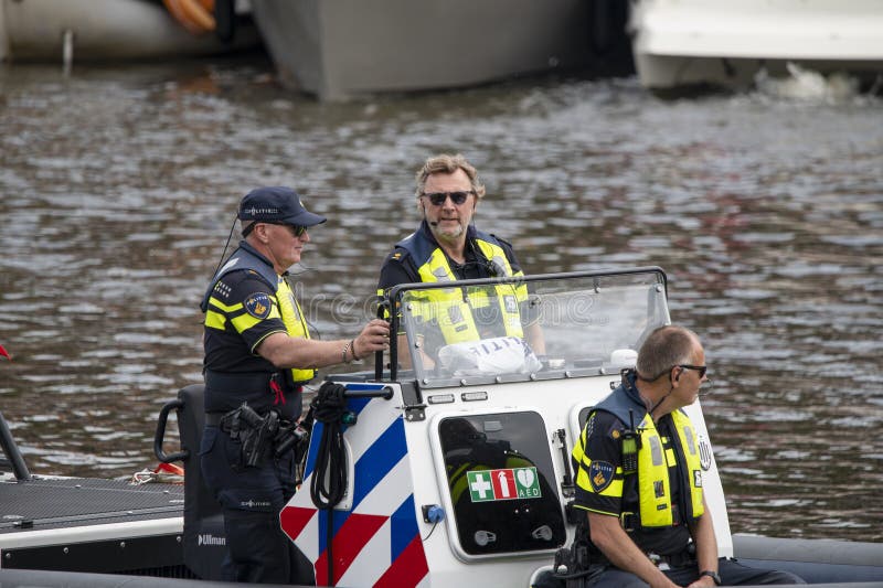 Police Men on Boat at Amsterdam the Netherlands 4-8-2024 Editorial ...