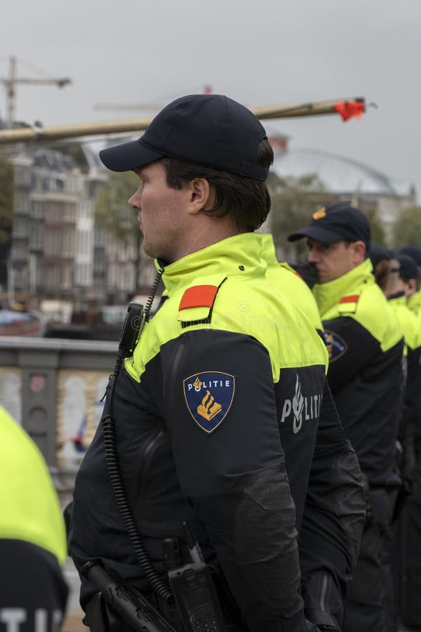 Police Men on a Row at Amsterdam the Netherlands 12-10-2019 Editorial ...