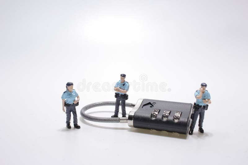 A Police with Metal Security Lock Key Stock Image - Image of secure ...