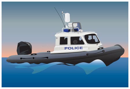 Police motor boat stock vector. Illustration of pontoon - 15045632