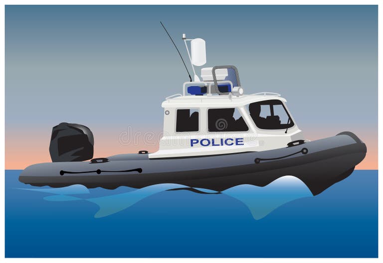 Police motor boat stock vector. Illustration of pontoon - 15045632