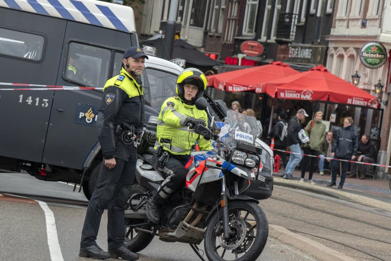Police Motor with Two Police Men at Amsterdam the Netherlands 12-10 ...