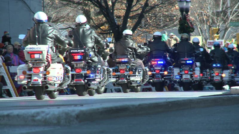 Police Motorcade during a Fall Parade Stock Footage - Video of children ...