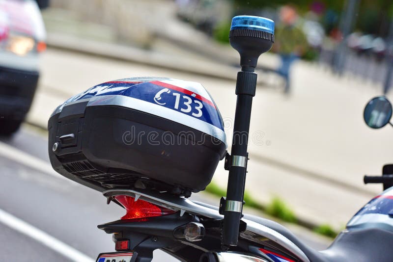 Police motorcycle in Linz stock photo. Image of motorcycle - 256979046