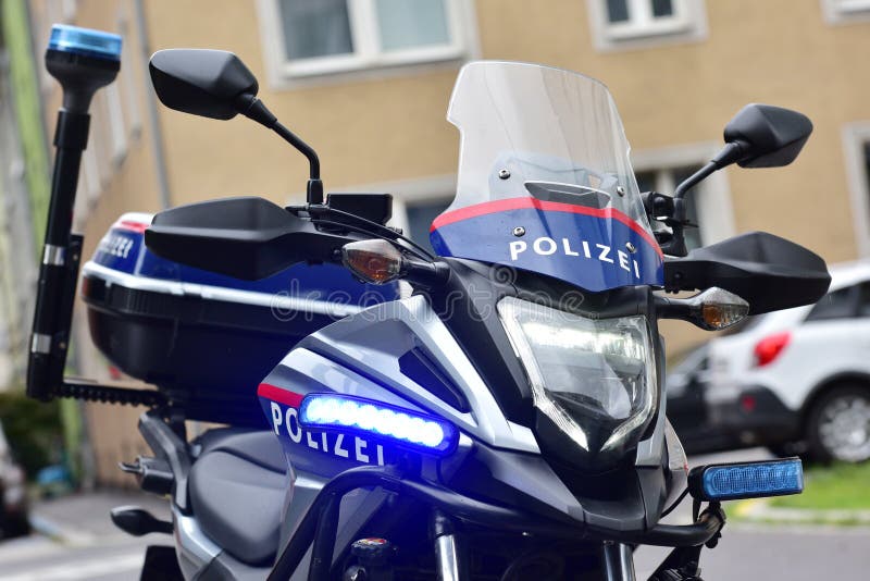 Police motorcycle in Linz editorial stock image. Image of police ...