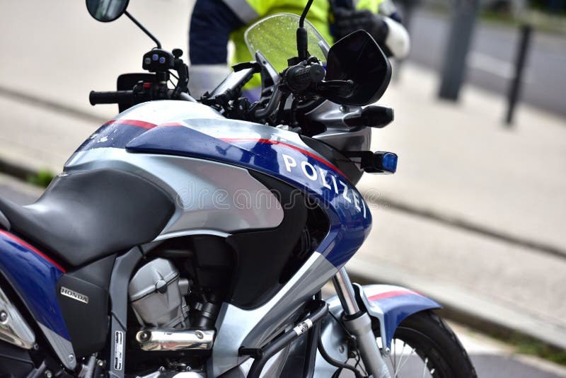 Police motorcycle in Linz editorial stock image. Image of inspection ...