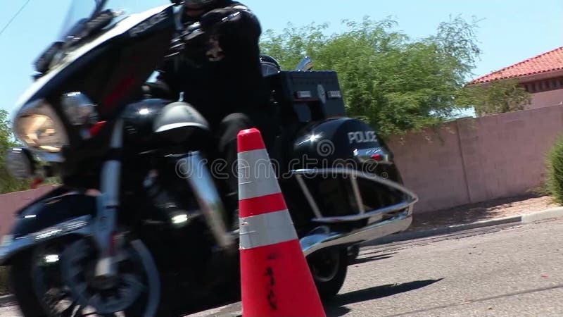 Police Motorcycle on the Background of Policemen, with Flashing Lights ...