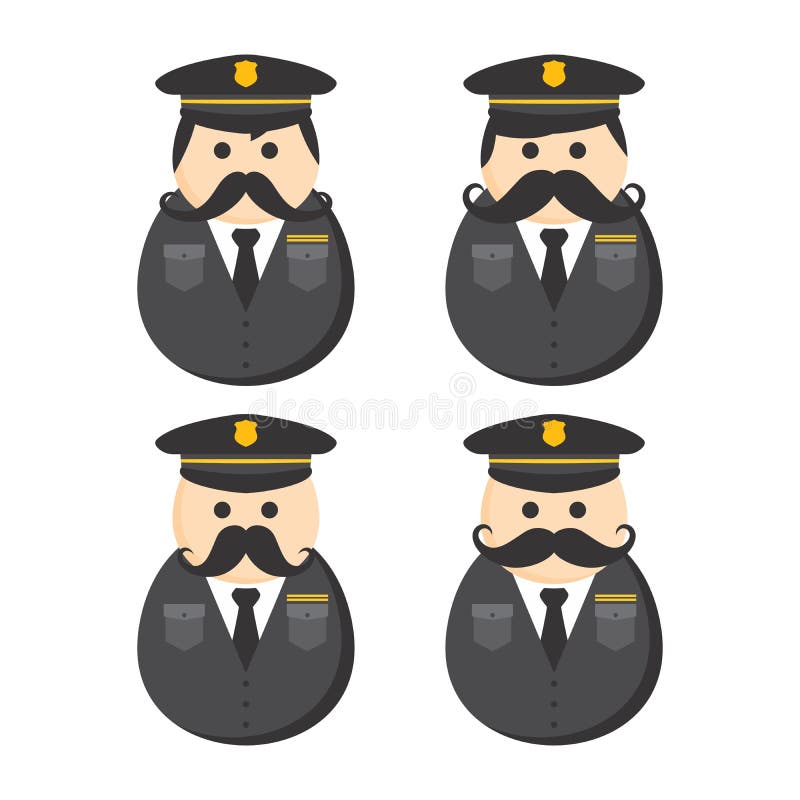Police Mustache Guy Avatar Portrait Picture Icon Stock Vector