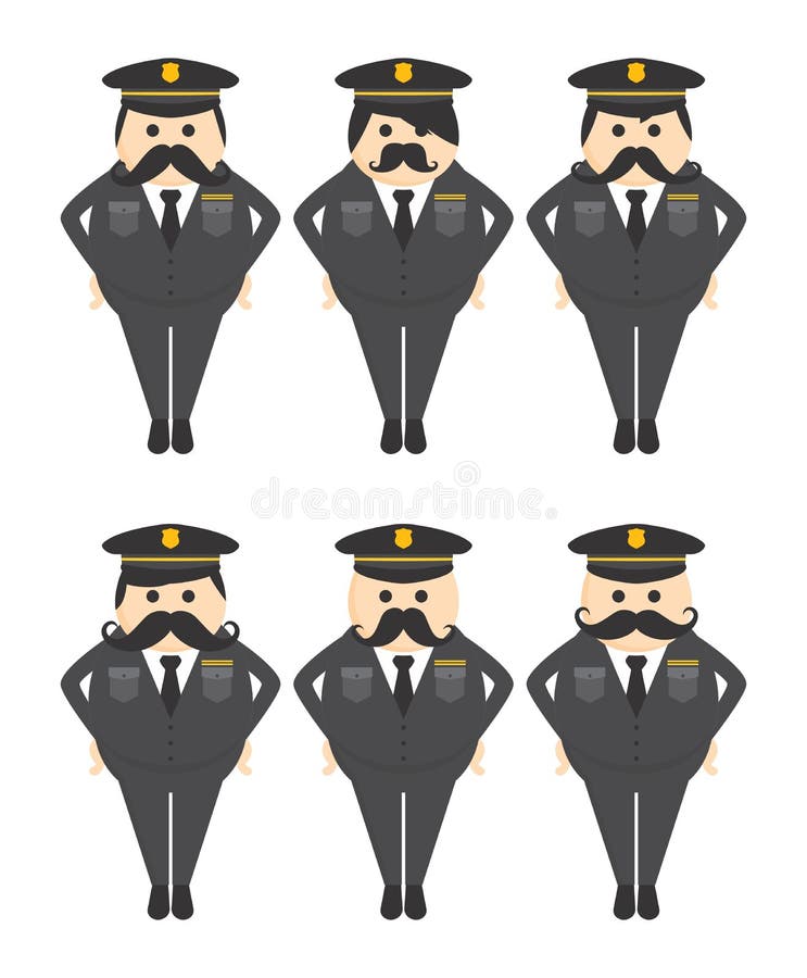 Police Mustache Guy Avatar Portrait Picture Icon Stock Vector