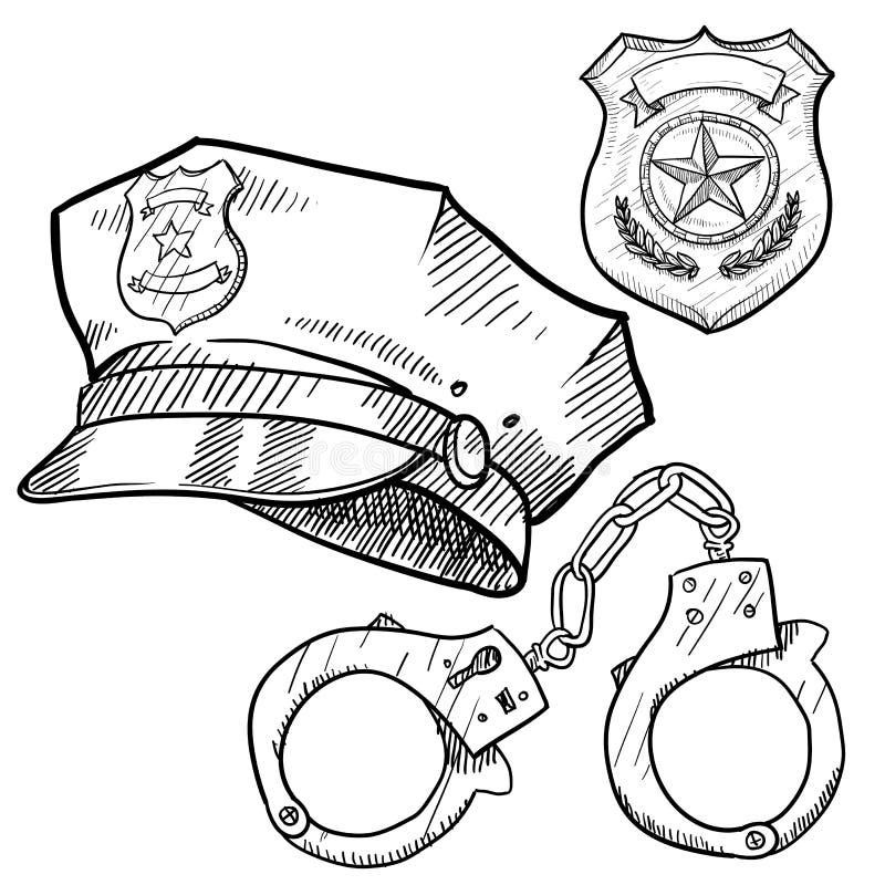 Police objects sketch stock vector. Illustration of police - 22382102