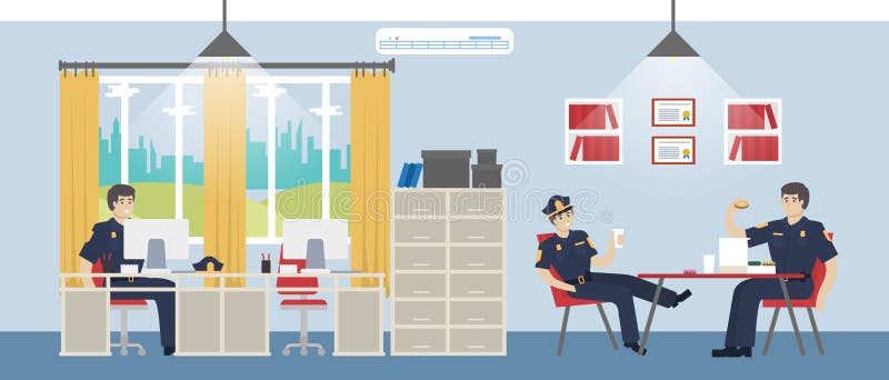 Police office room. stock vector. Illustration of design - 91066931