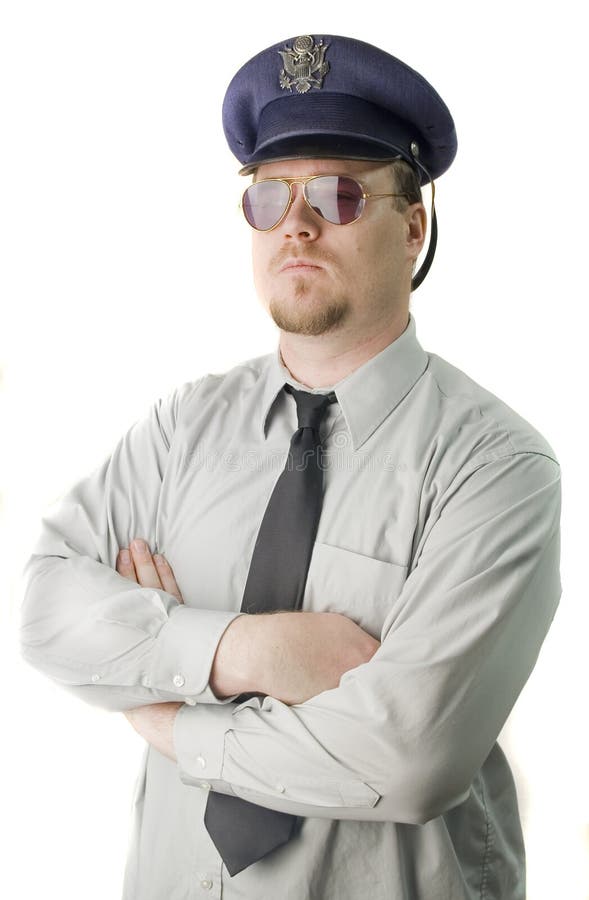 Serious Police Officer, Cop, Security Guard Isolated Stock Photo ...