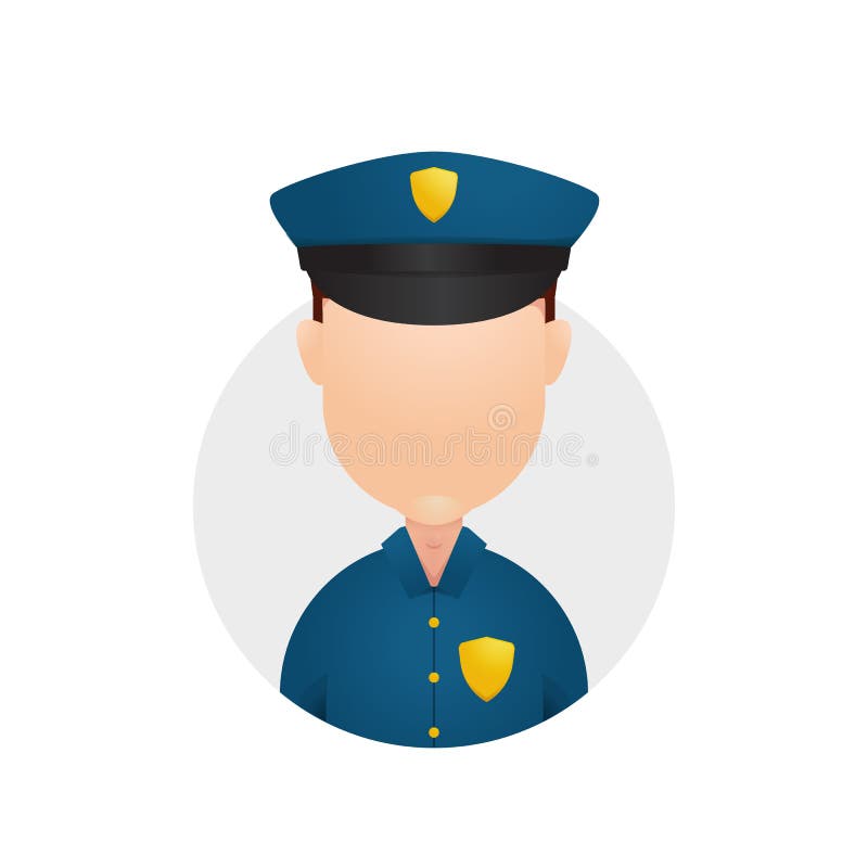 Police Officer Avatar Head Face Plain Icon Illustration Stock Vector ...