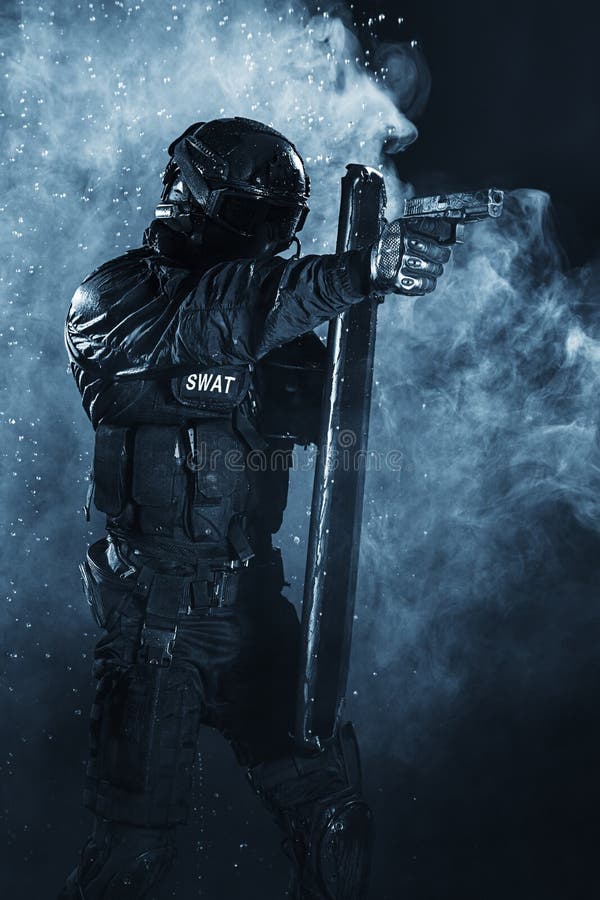 Police Officer with Ballistic Shield Stock Image - Image of armor ...