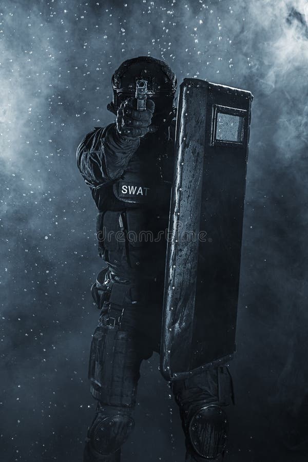 Police Officer with Ballistic Shield Stock Image - Image of military ...