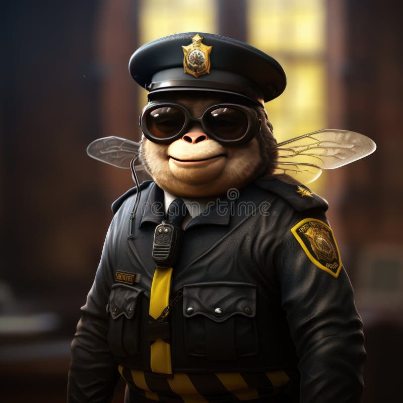 Police Officer Bee, Bee Art Stock Illustration - Illustration of close ...