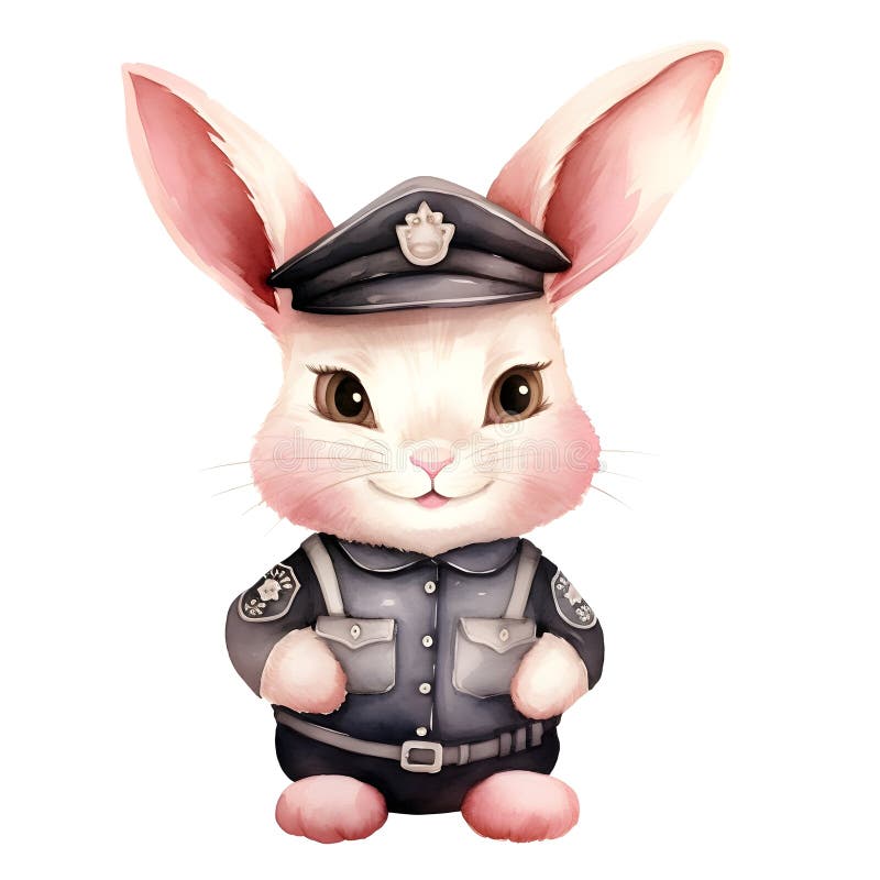 Police Officer Cute Bunny Cute Bunny Watercolor Stock Illustration ...
